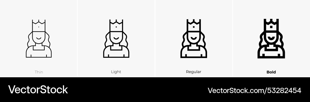 Queen icon thin light regular and bold style Vector Image