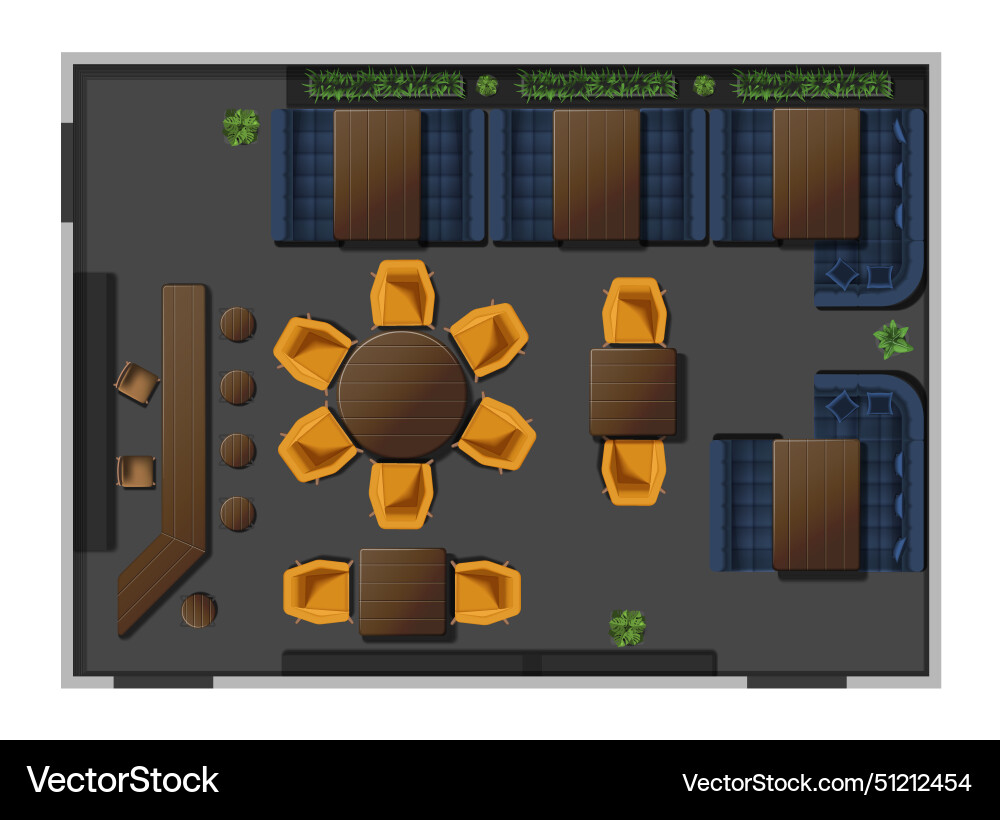 Restaurant interior scheme top view of pub cafe Vector Image