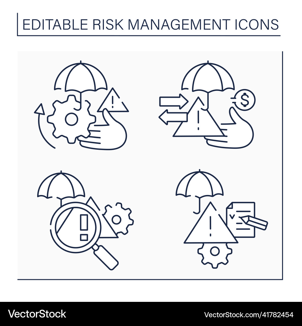 Risk Management Line Icons Royalty Free Vector Image