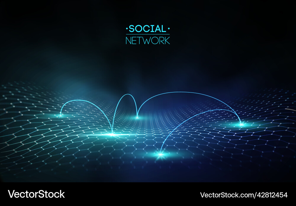 Social media blue abstract technology background Vector Image