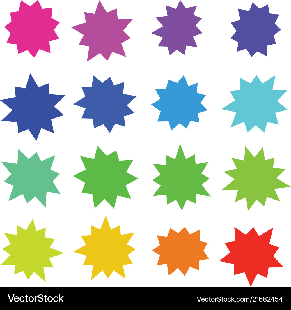 Starburst explosion color comic shapes cartoon Vector Image