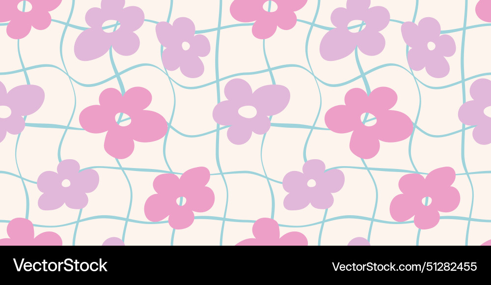 2000s flowers seamless pattern with abstract Vector Image