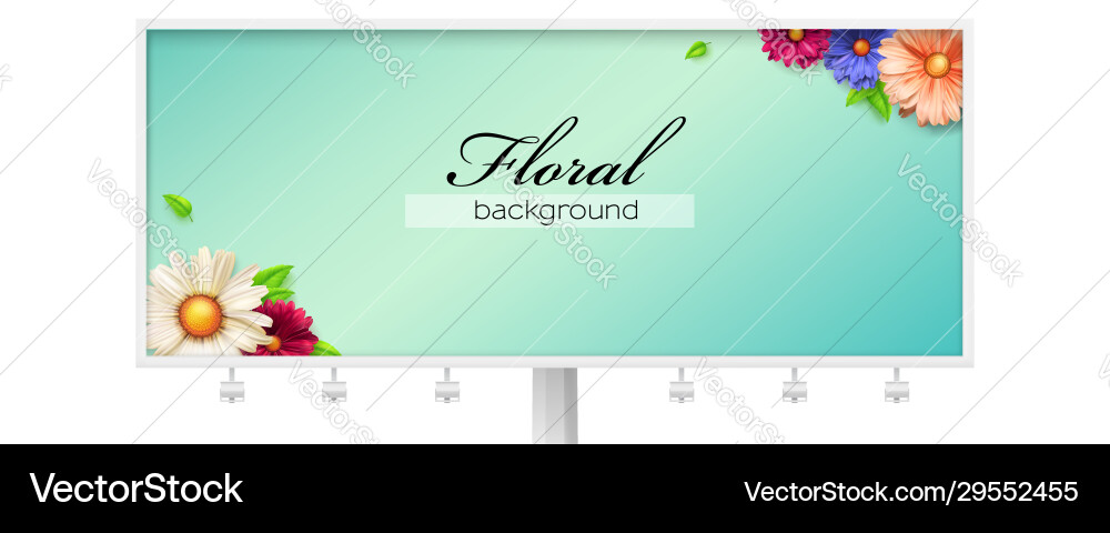 Billboard with banner decorated blossom flowers Vector Image
