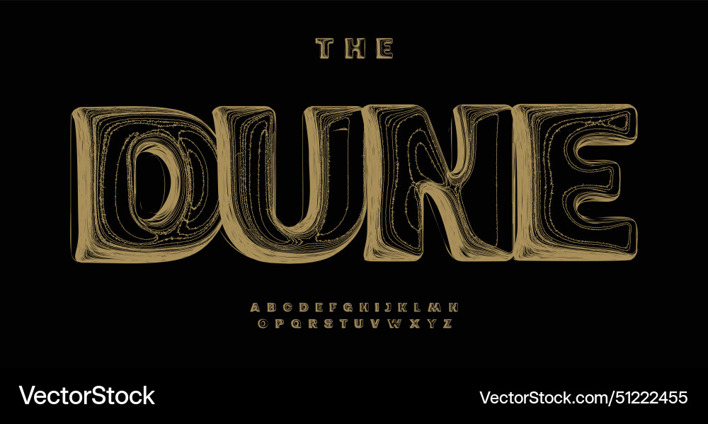 Contour golden typography elegant creative font Vector Image