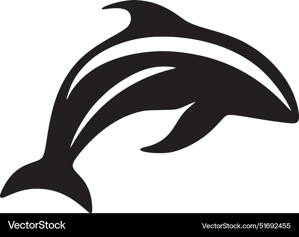 Dolphin - black and white Royalty Free Vector Image