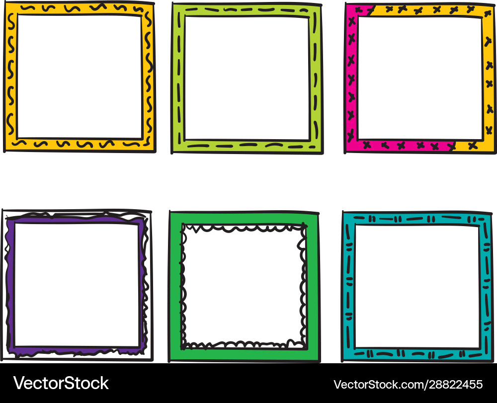 Doodle frame collection with bright color Vector Image