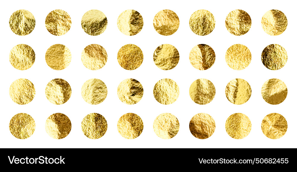 Gold foil shiny handmade circles golden Royalty Free Vector
