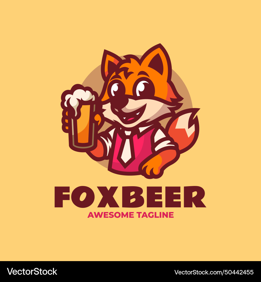 Logo fox beer mascot cartoon style Royalty Free Vector Image
