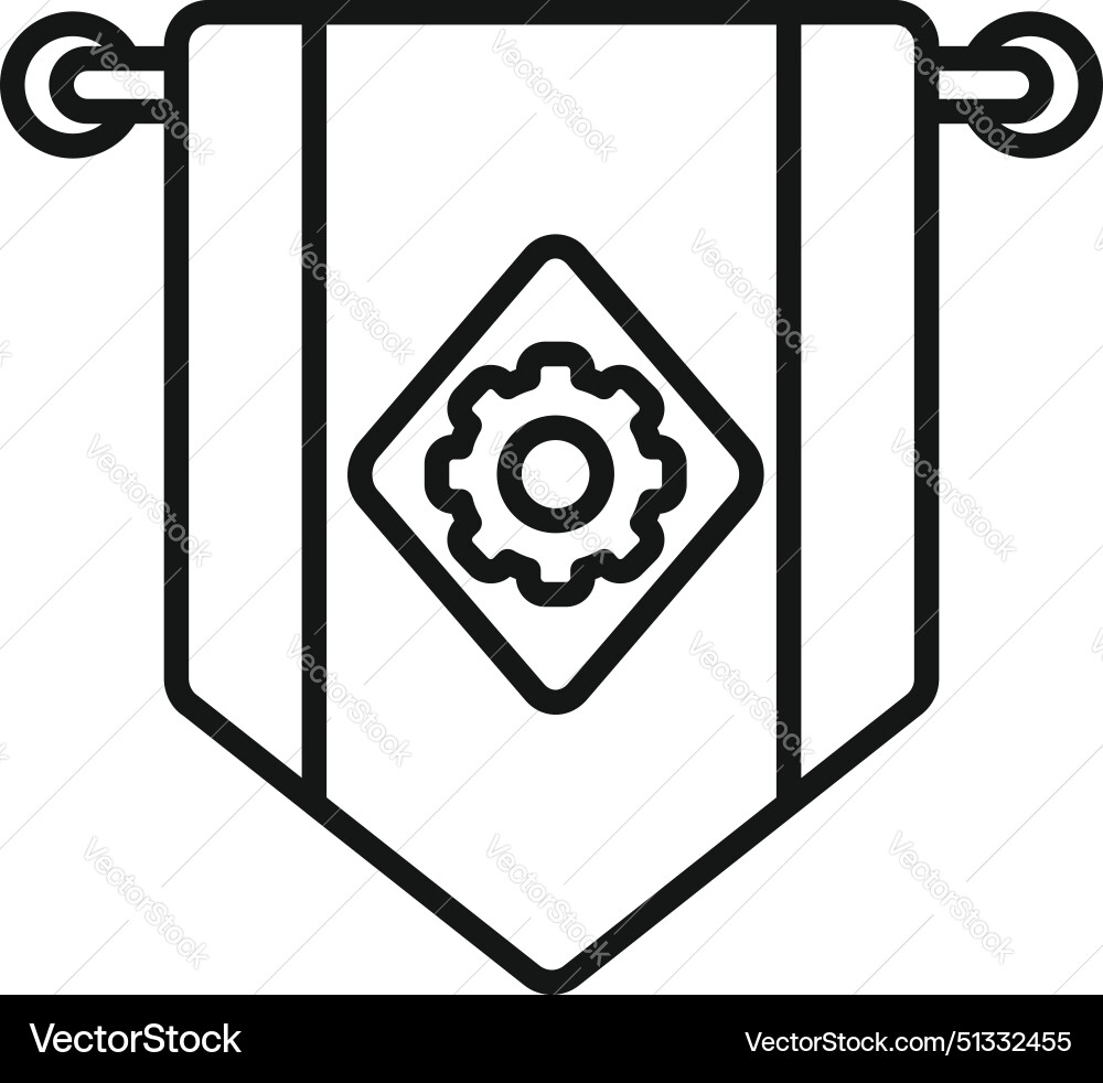 Medieval banner with gear emblem Royalty Free Vector Image