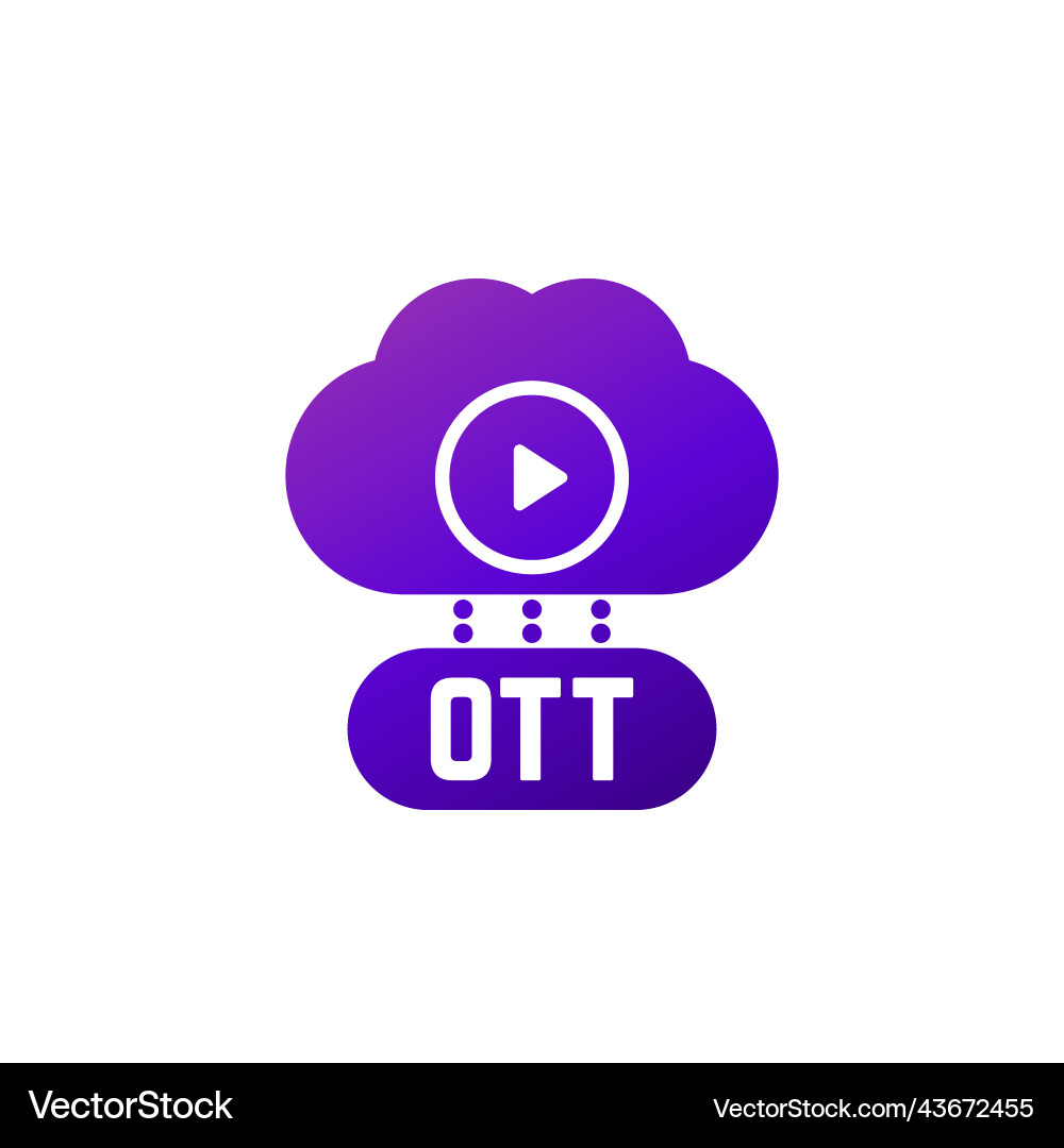 Ott platform icon with a cloud Royalty Free Vector Image