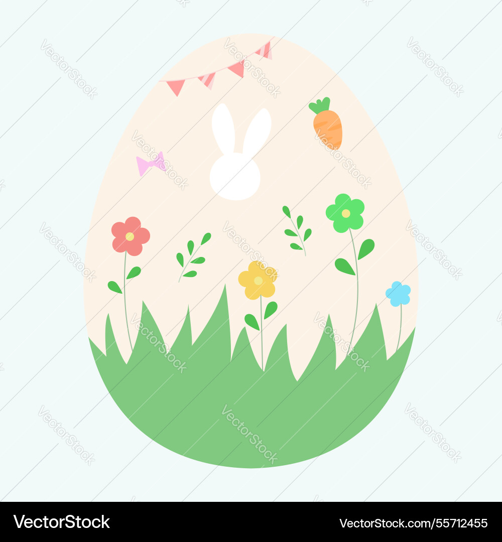 Pastel easter egg elements with rabbit flat design
