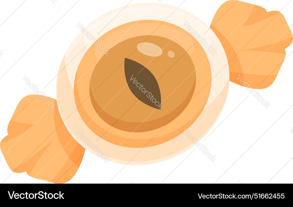 Round caramel candy with orange wrapping paper Vector Image