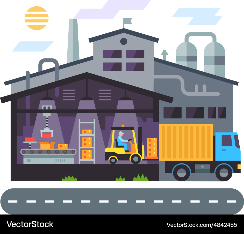 Warehouse building Royalty Free Vector Image - VectorStock