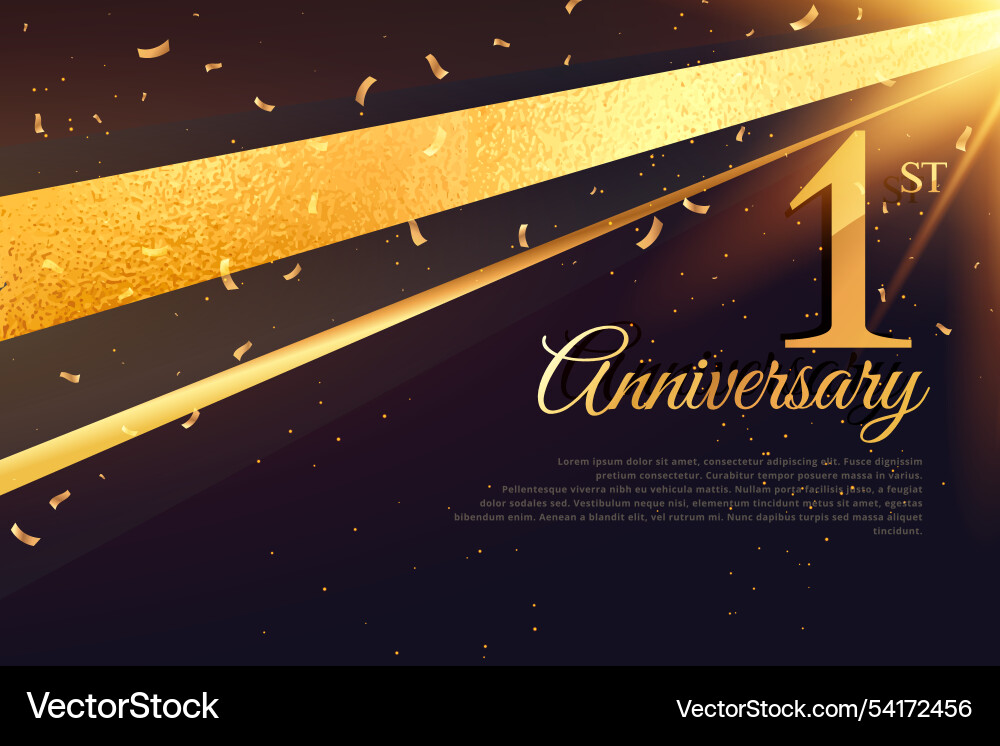1st anniversary celebration card template Vector Image
