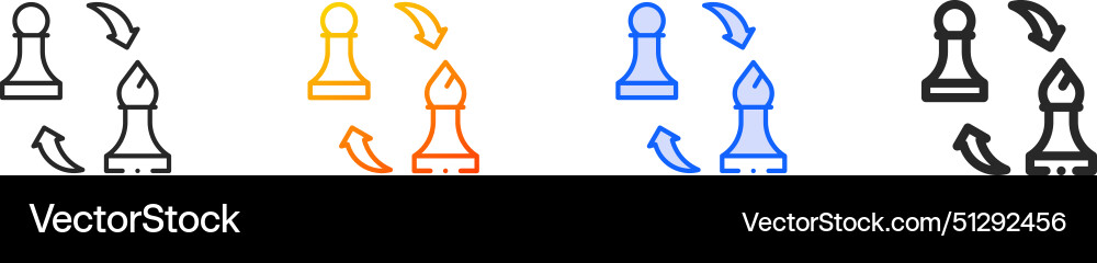 Chess pieces iconthin linear gradient blue stroke Vector Image