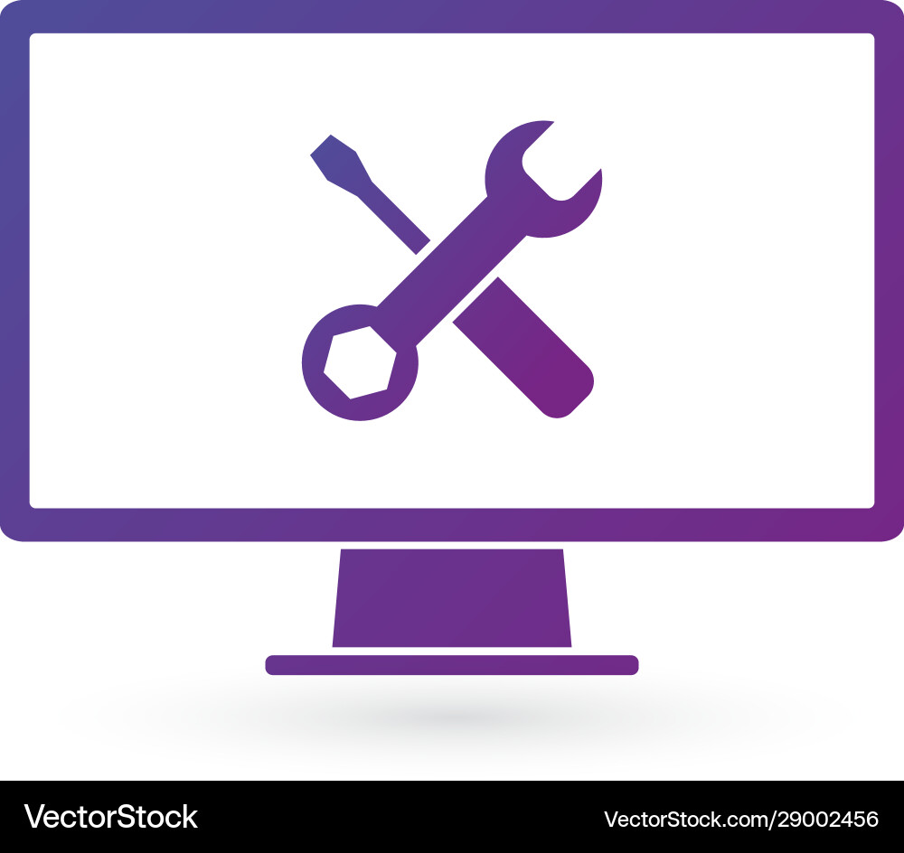 Computer monitor tools icon repair Royalty Free Vector Image