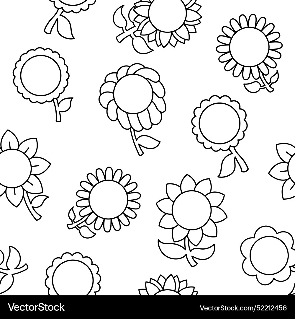 Flower with leaves coloring page Royalty Free Vector Image