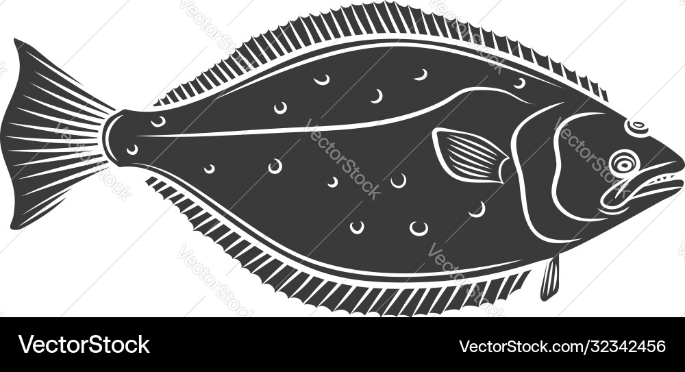 Halibut fish glyph icon Royalty Free Vector Image