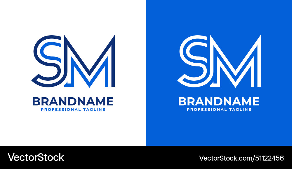 Letters sm line monogram logo suitable Royalty Free Vector