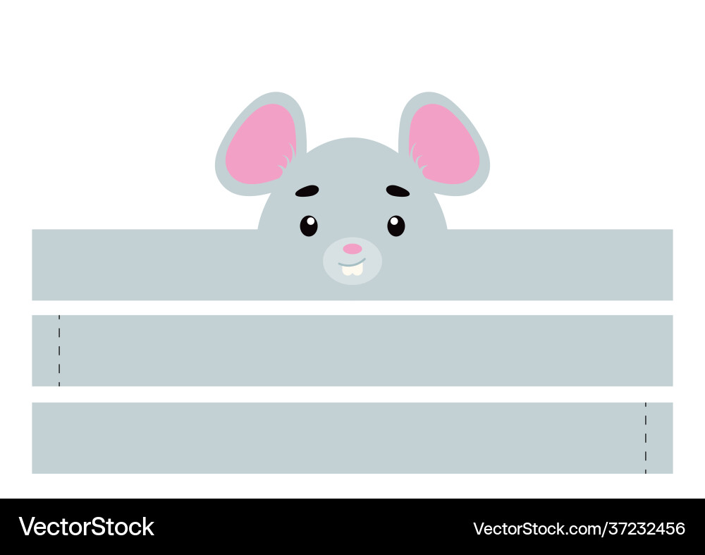 Printable mouse paper crown party headband die Vector Image