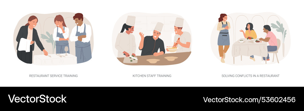 Restaurant staff training isolated cartoon Vector Image