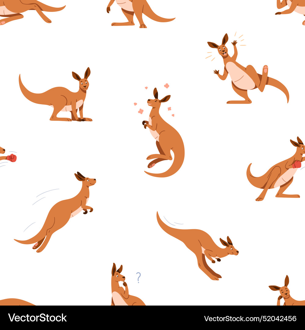Seamless pattern cute kangaroo characters happy Vector Image Seamless pattern cute kangaroo characters happy Vector Image