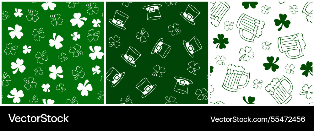 Seamless patterns st patricks day with shamrock Vector Image