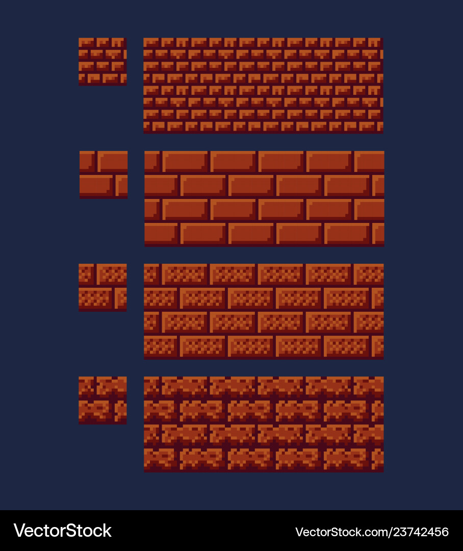 Set of 8 bit red brick Royalty Free Vector Image
