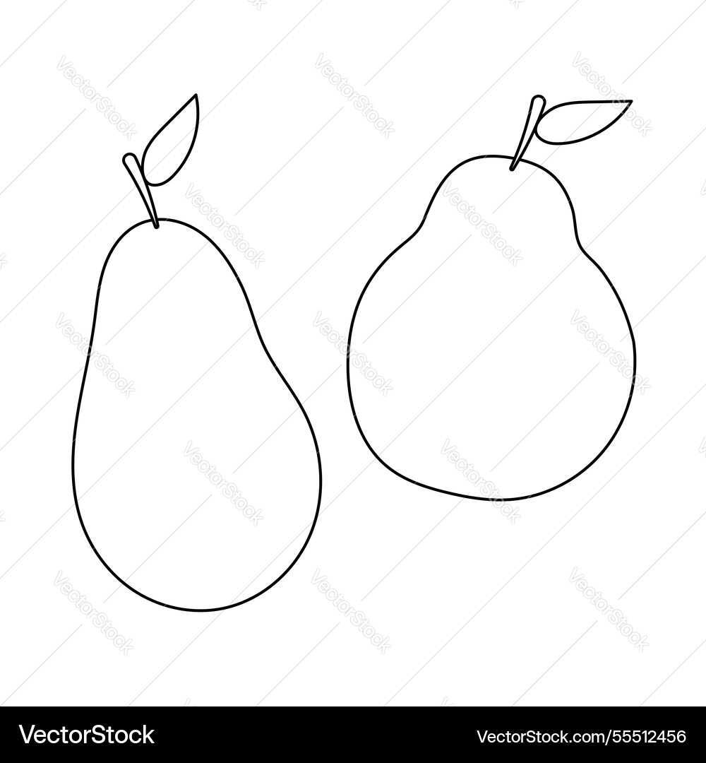 Simple pear outline coloring page for kids Vector Image