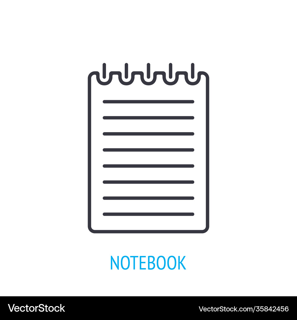 Spiral notebook with notes outline icon Royalty Free Vector