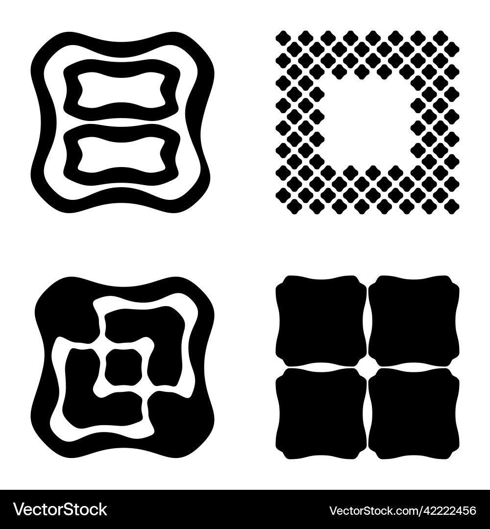 Square3 flat icon set isolated on white background
