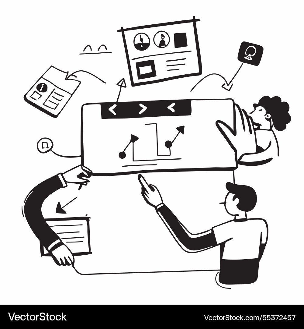 2d minimalize as hr team collaborating Royalty Free Vector