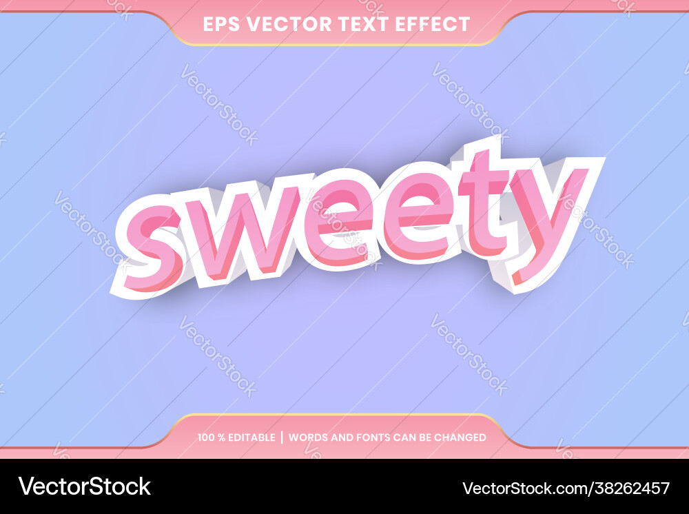 3D Sweety Text Effect - Editable Royalty Free Vector Image
