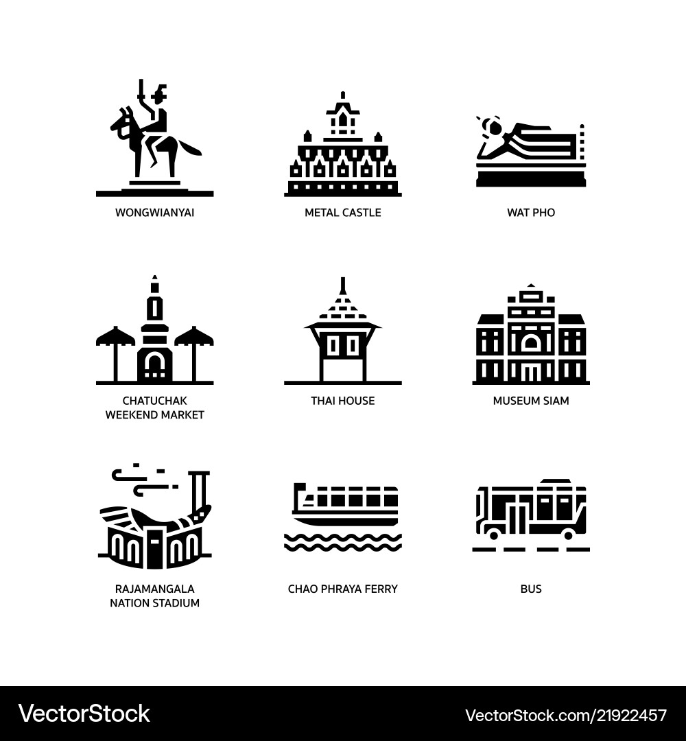 Bangkok Icons & Landmarks Royalty Free Vector Image