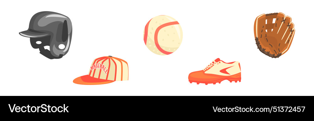 Baseball sport game object and accessories Vector Image