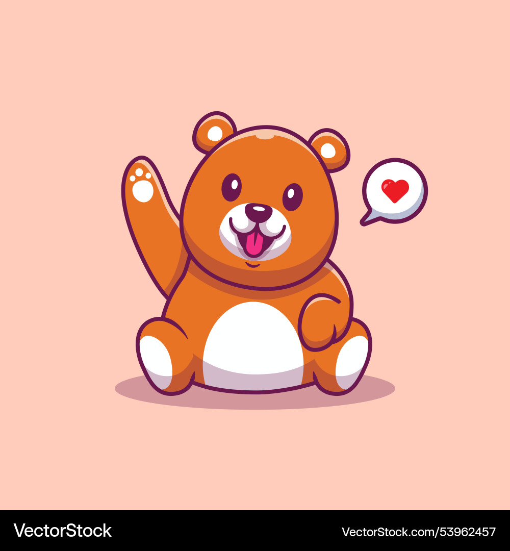 Cute bear waving hand cartoon Royalty Free Vector Image