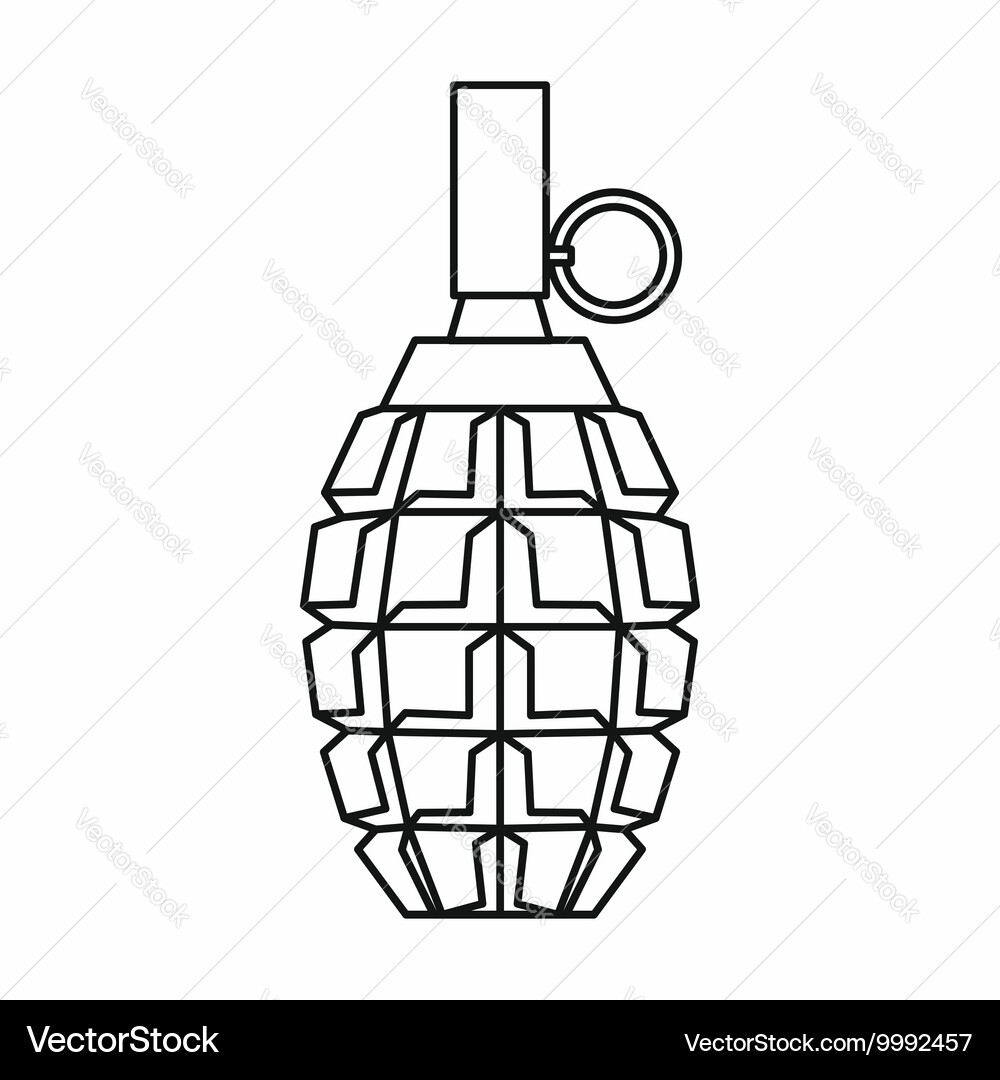 Grenade icon in outline style Royalty Free Vector Image