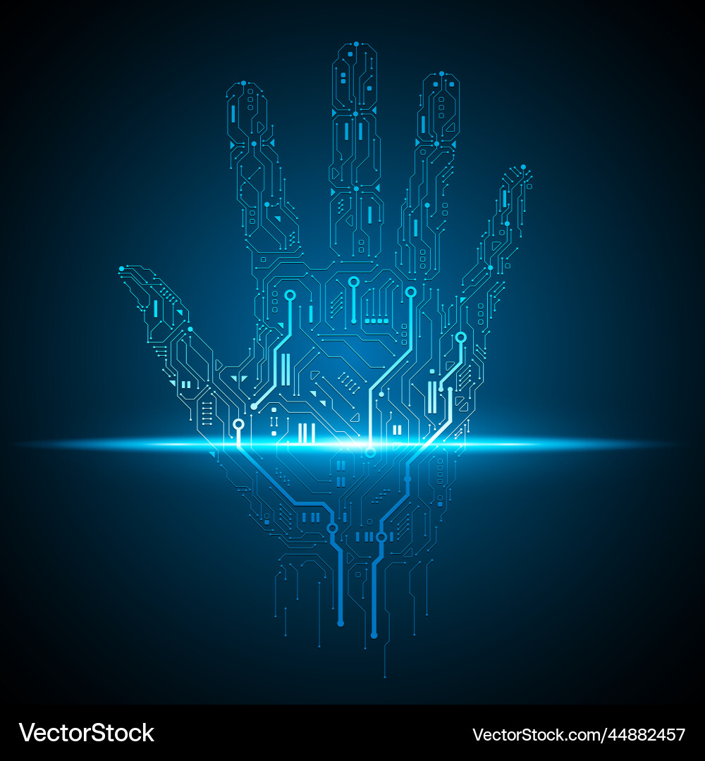 Hand palm scaning technology background Royalty Free Vector