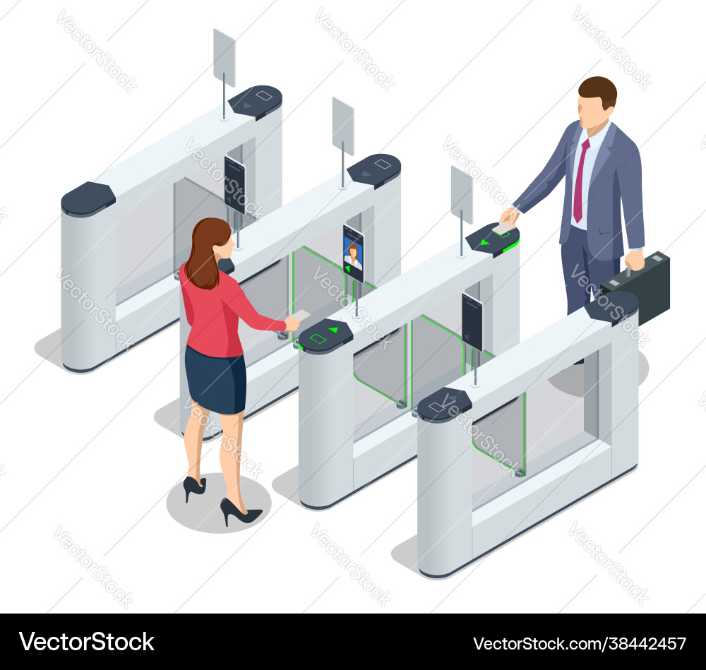 Isometric turnstile access control equipment Vector Image