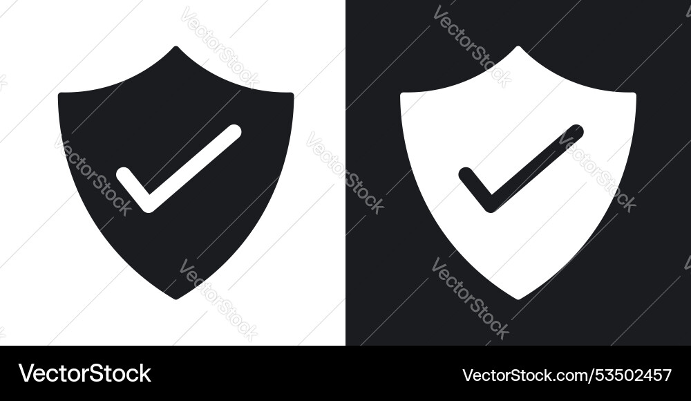 Shield checkline in thin line black color flat Vector Image