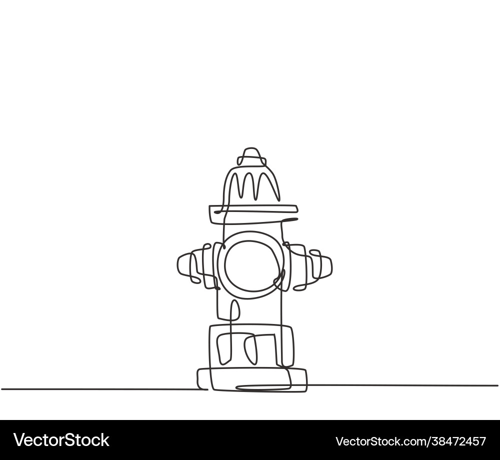 Single one line drawing hydrant Royalty Free Vector Image