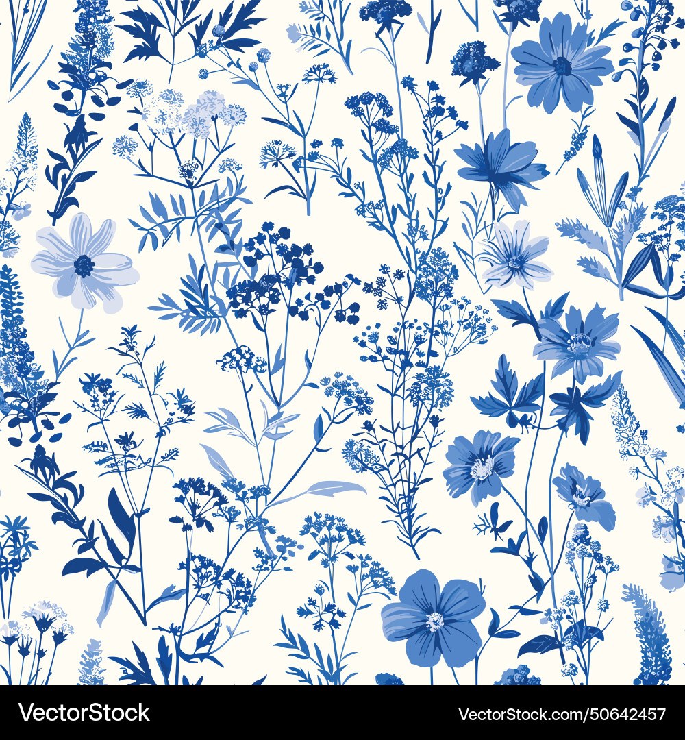 Vintage Floral Toile de Jouy Pattern Royalty Free Vector