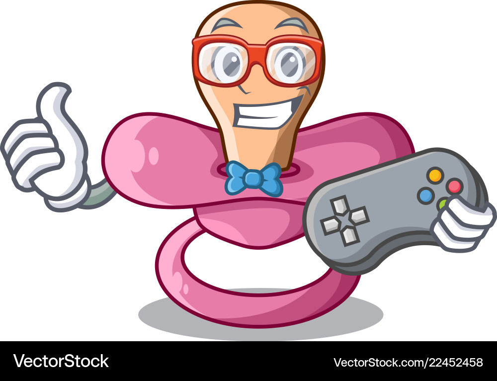 Baby Gamer Pacifier Cartoon Royalty Free Vector Image