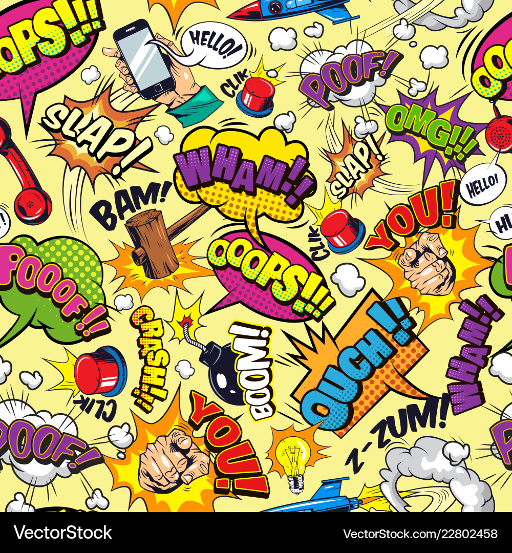 Comic elements seamless pattern Royalty Free Vector Image