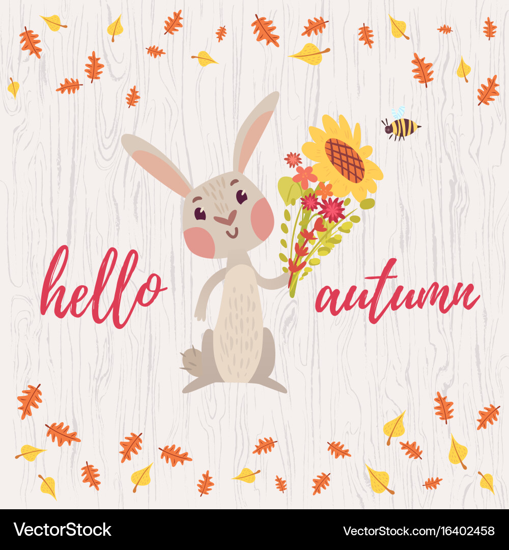 Cute cartoon bunny card Royalty Free Vector Image
