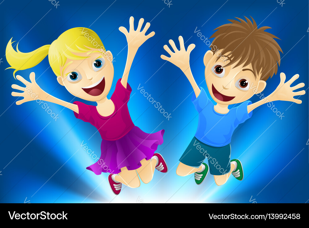 Happy children jumping for joy Royalty Free Vector Image