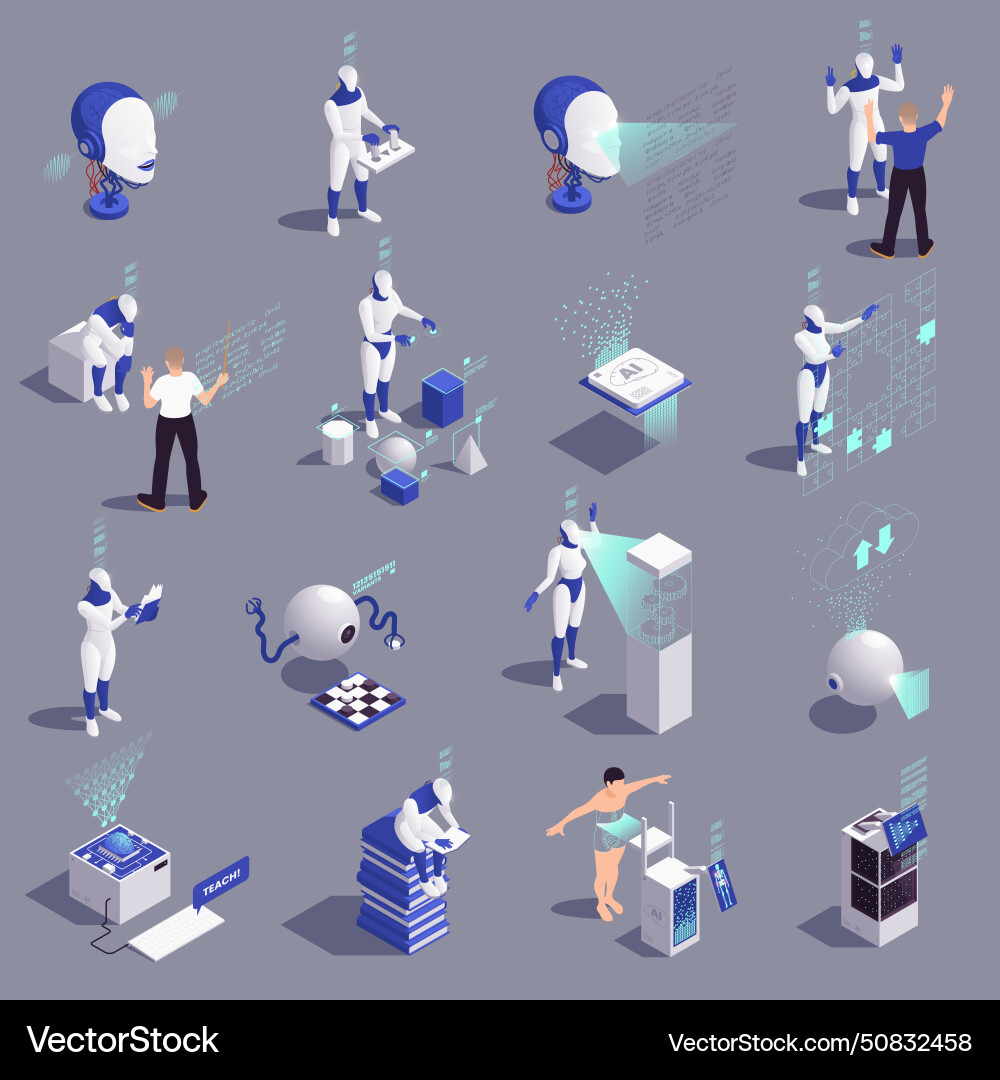 Machine learning icon set Royalty Free Vector Image