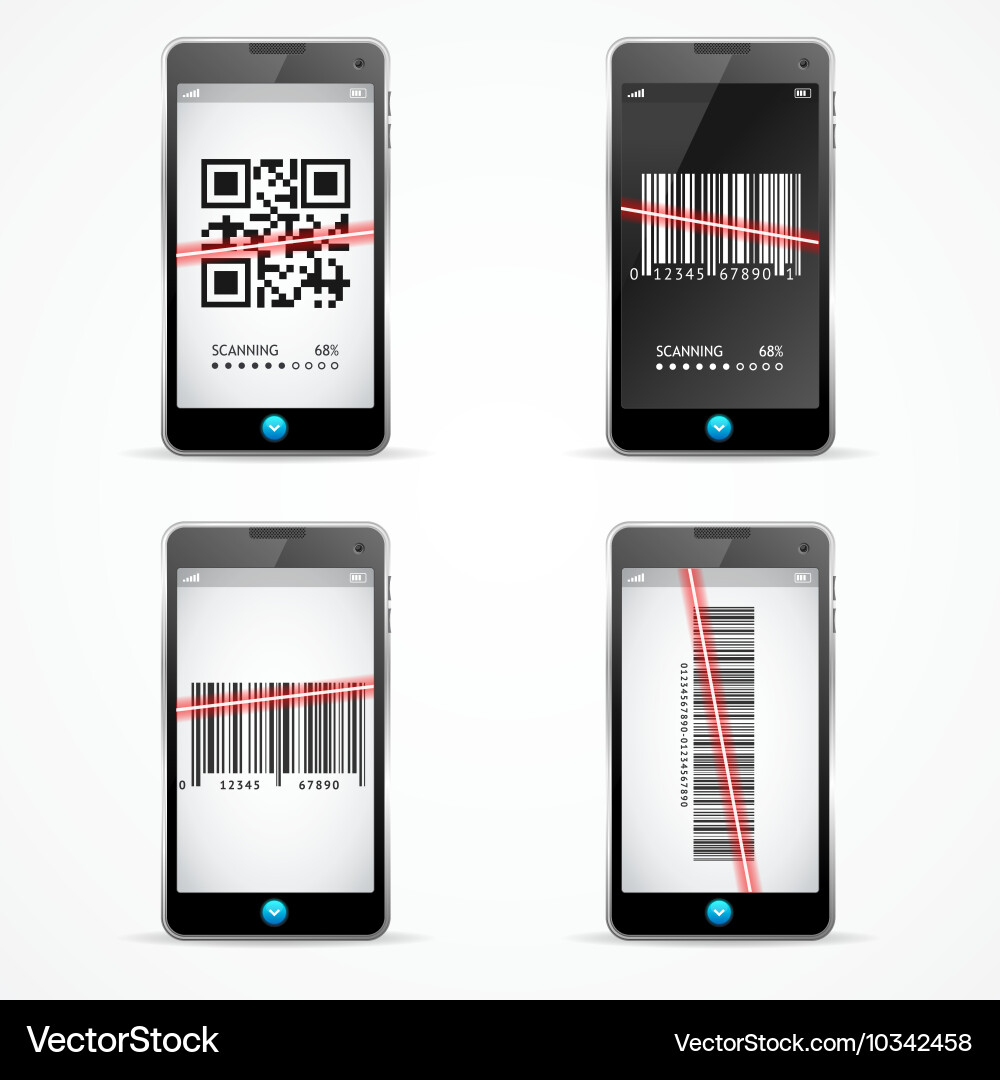 Mobile Barcode Scanner Set Royalty Free Vector Image