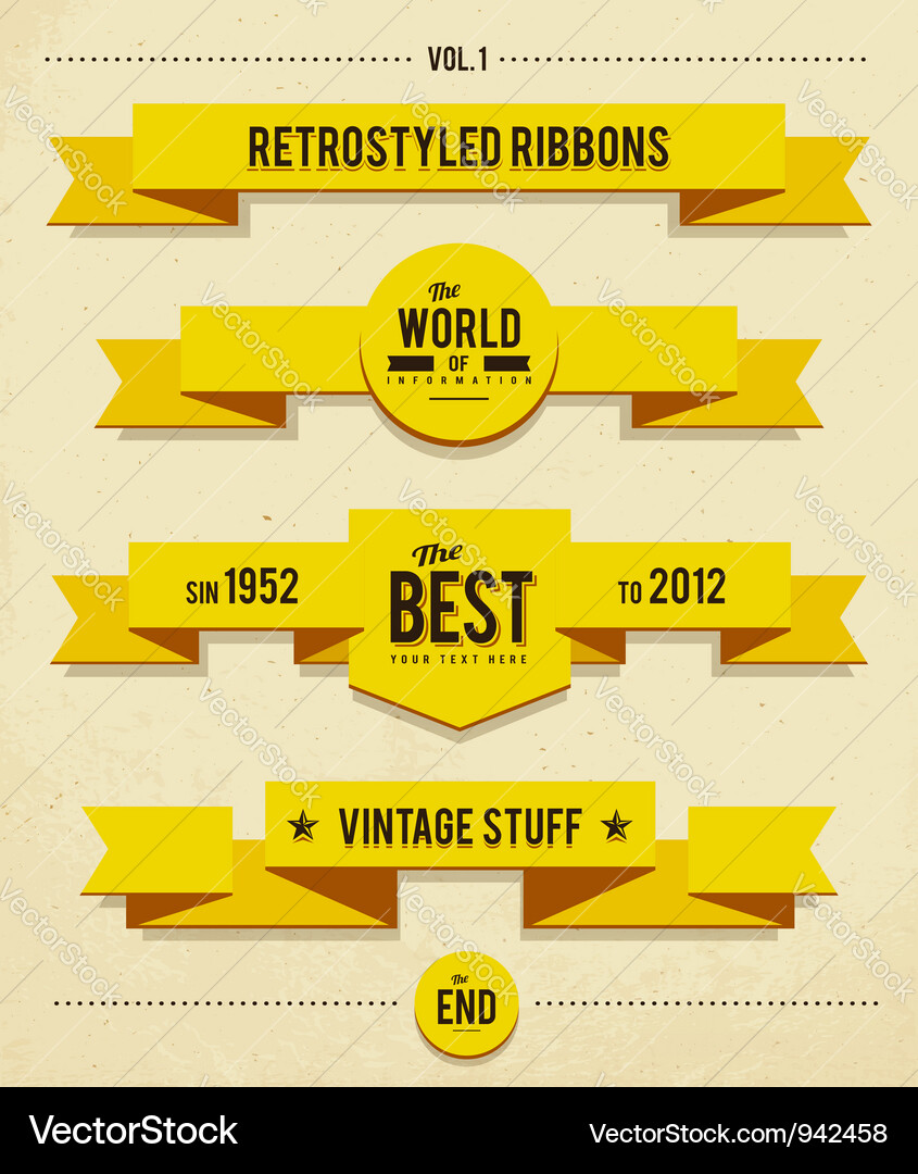 Retro syled ribbons Royalty Free Vector Image - VectorStock