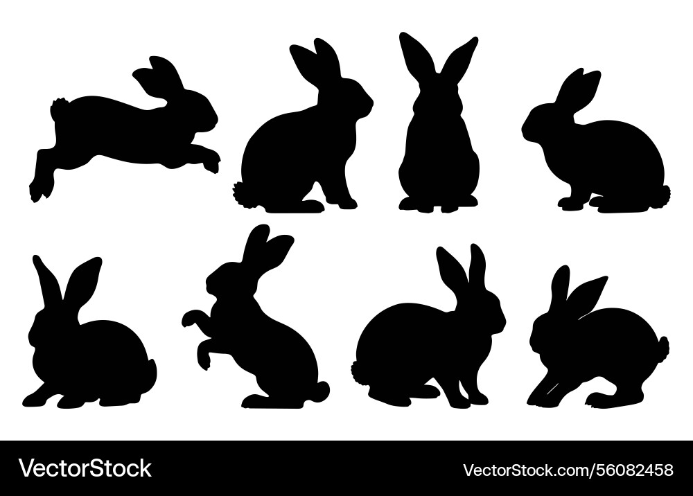Set of easter bunny silhouettes isolated Vector Image